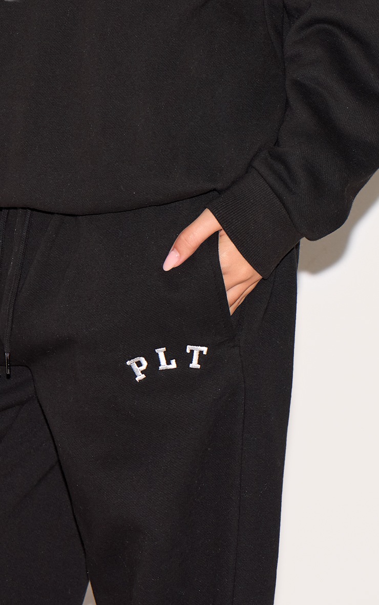 PLT Black Logo Print Oversized Wide Leg Sweatpants | Athleisure | PLT USA