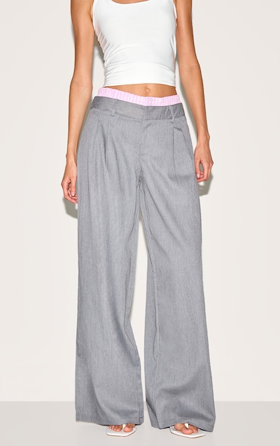 Grey Woven Contrast Stripe Boxer Straight Leg Pant | Bottoms ...