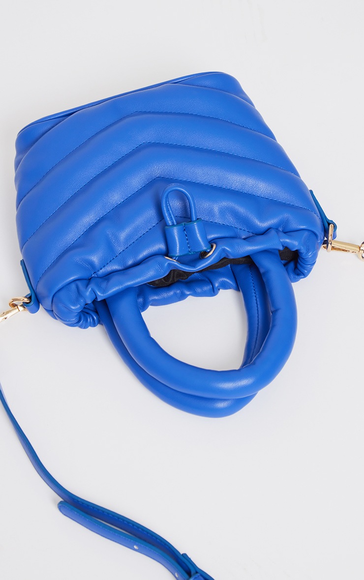 Blue Diagonal Quilted Draw String Cross Body Bag | Accessories | PLT USA