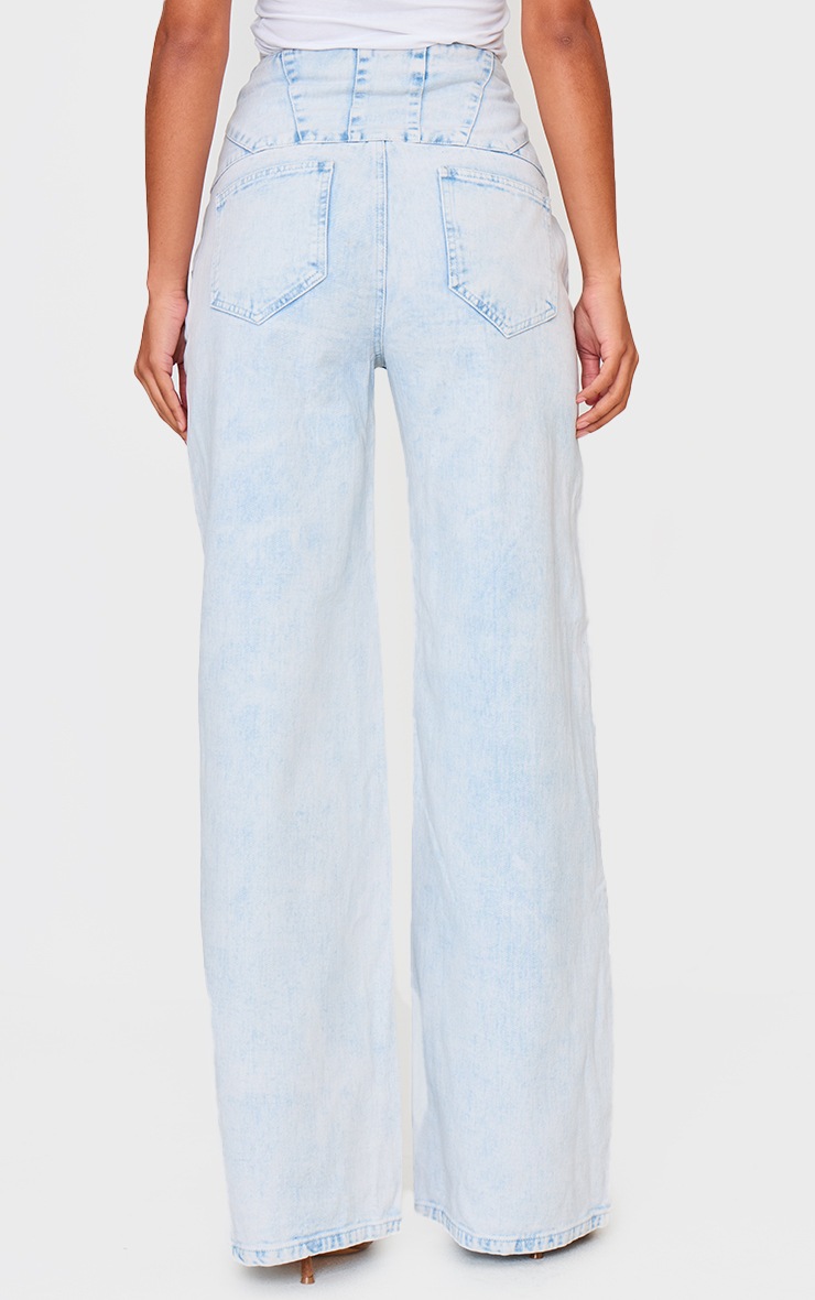 Light Blue Acid Wash Seam Corset Waist Jeans | Denim | PLT