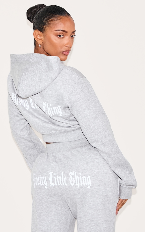 PLT Shape Grey Marl Back Cinched Waist Crop Hoodie | Shape | PLT