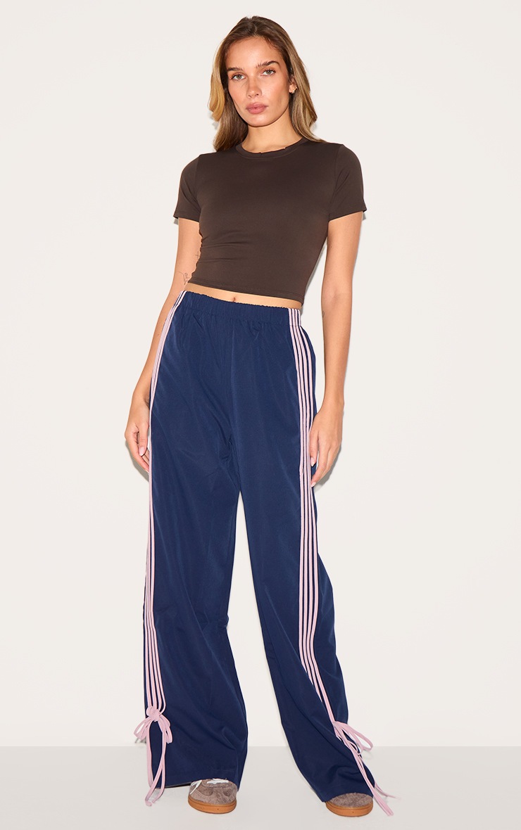 Navy Shell Bow Detail Track Pants | Bottoms | PLT USA