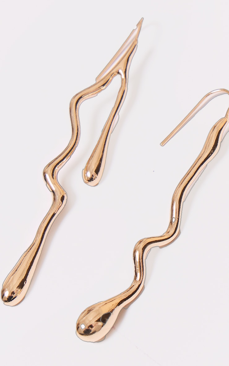 Gold Molten Abstract Drop Statement Earrings | Accessories | PLT