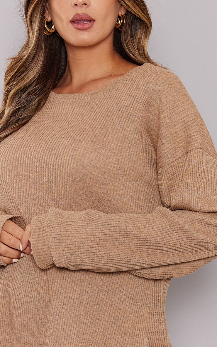 Maternity Camel Long Sleeve Waffle Rib Top | Maternity ...