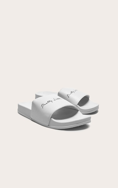 PRETTYLITTLETHING White Sliders | Footwear | PLT