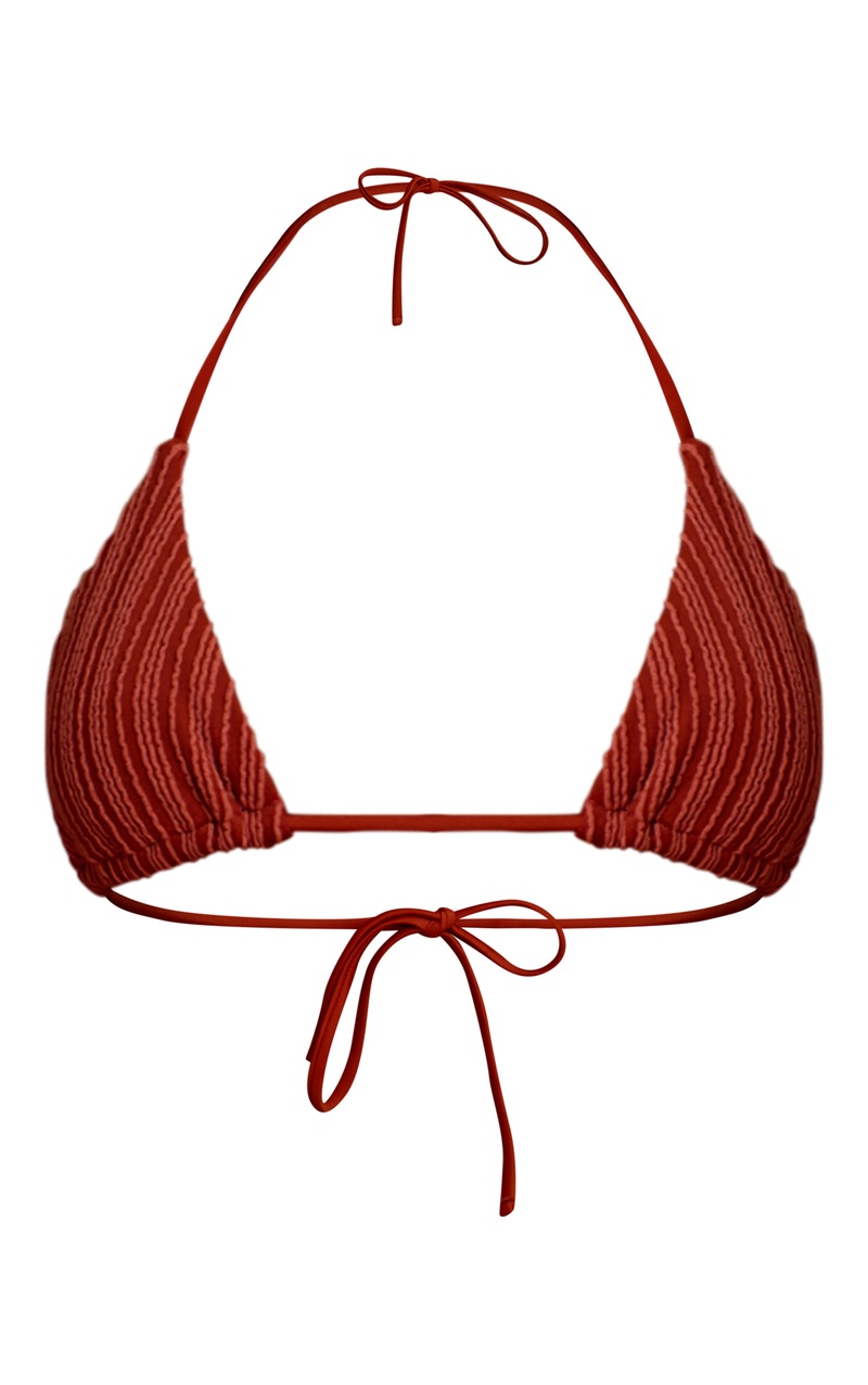 Rust Striped Textured Triangle Bikini Top | Swimwear ...