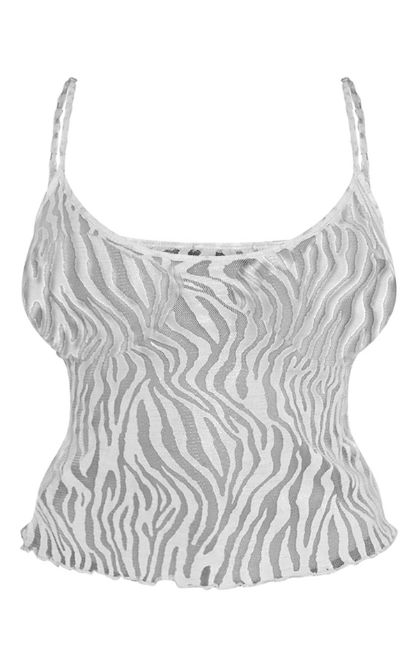 White Zebra Metallic Devore Cami Top | Tops | PrettyLittleThing USA