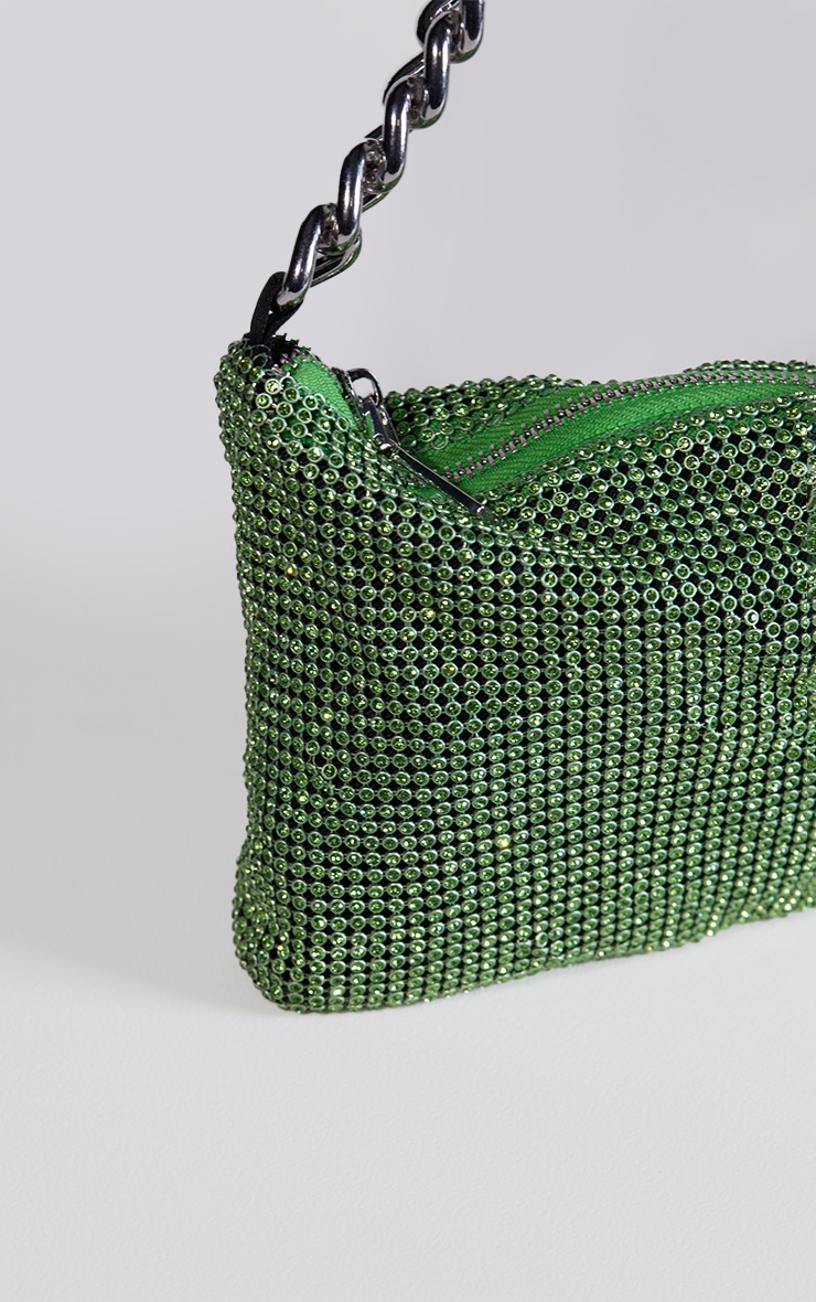 Sac À Main Souple Vert À Strass Et Anse En Chaîne | Accessoires ...