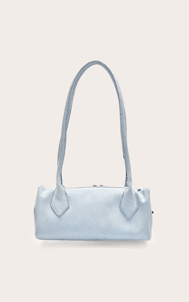 Powder Blue Faux Suede Bowler Shoulder Bag | Accessories ...