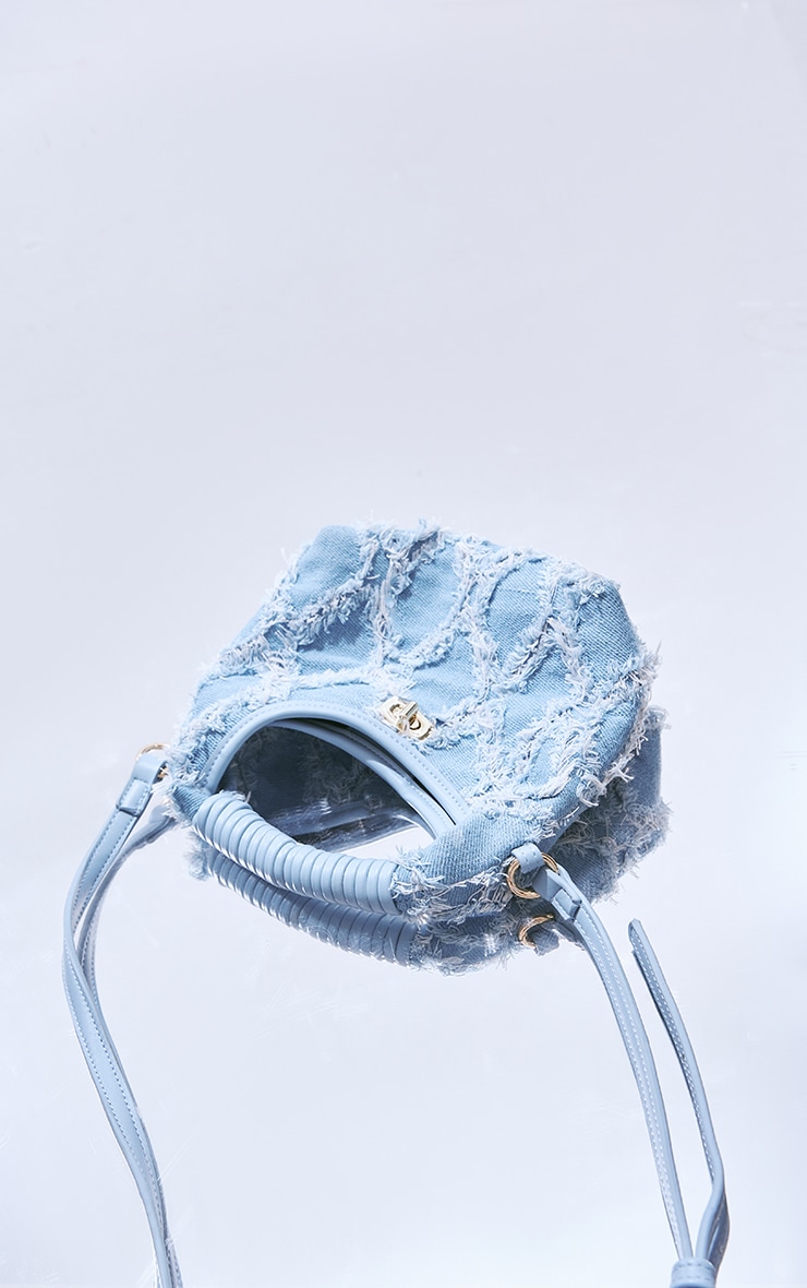 Blue Diamond Frayed Denim Cross Body Bag | PrettyLittleThing USA