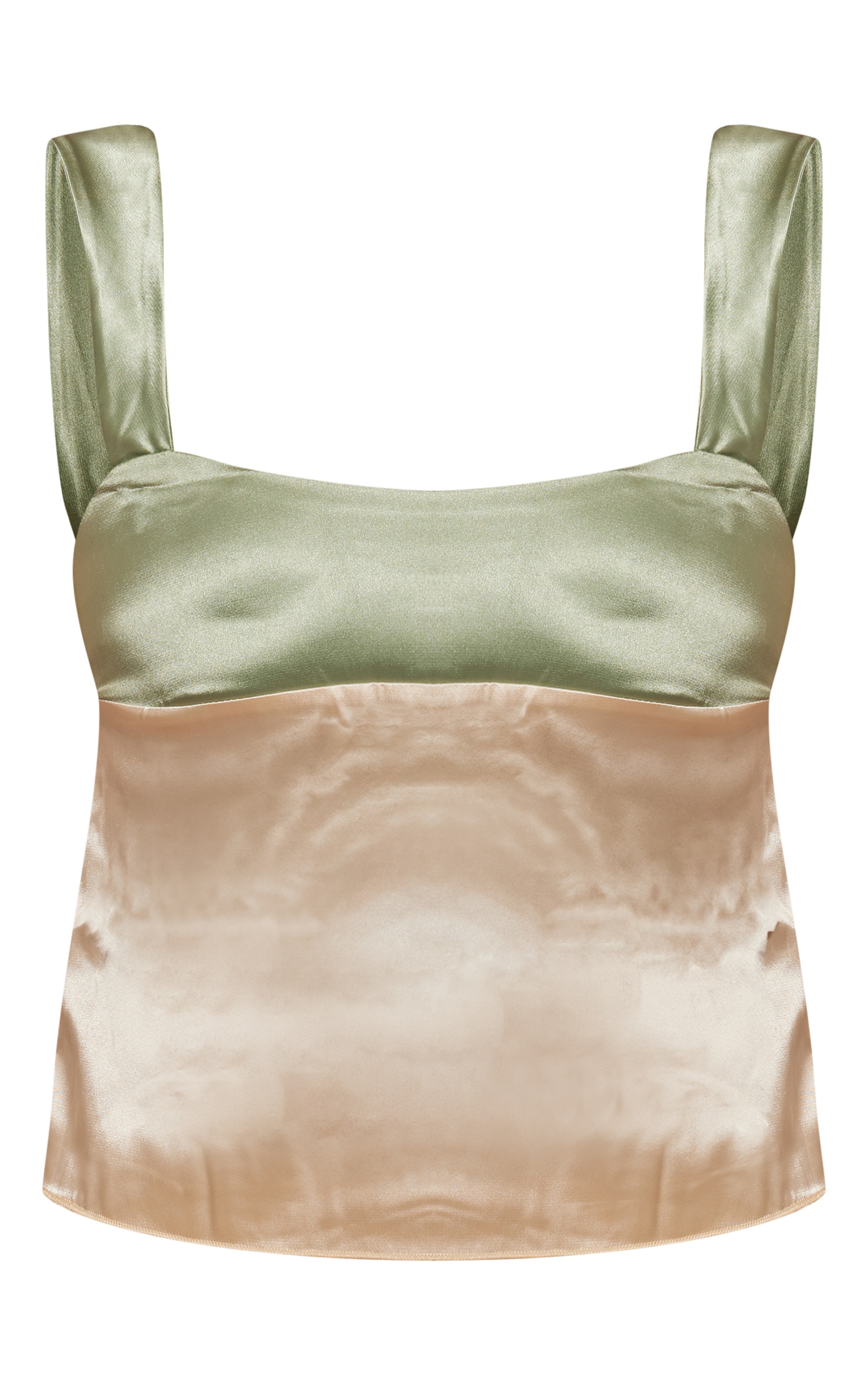 Champagne Satin Color Block Longline Cami Top | Tops ...