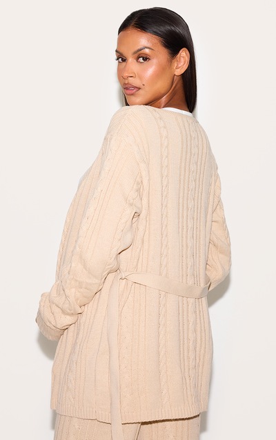Maternity Oatmeal Cable Knit Wrap Cardigan | Maternity | PLT