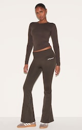 PLT Espresso Seamless Rib High Waist Yoga Flares | Activewear ...