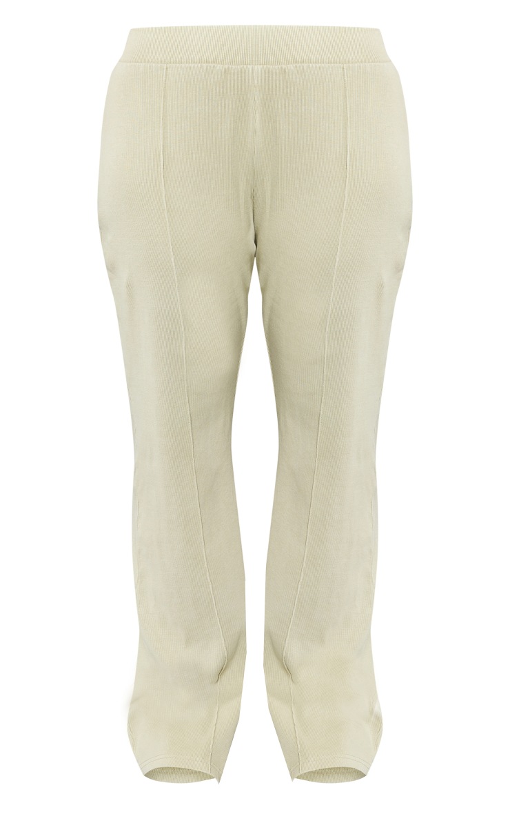 Sage Green Washed Rib Seam Straight Leg Pants | Bottoms ...