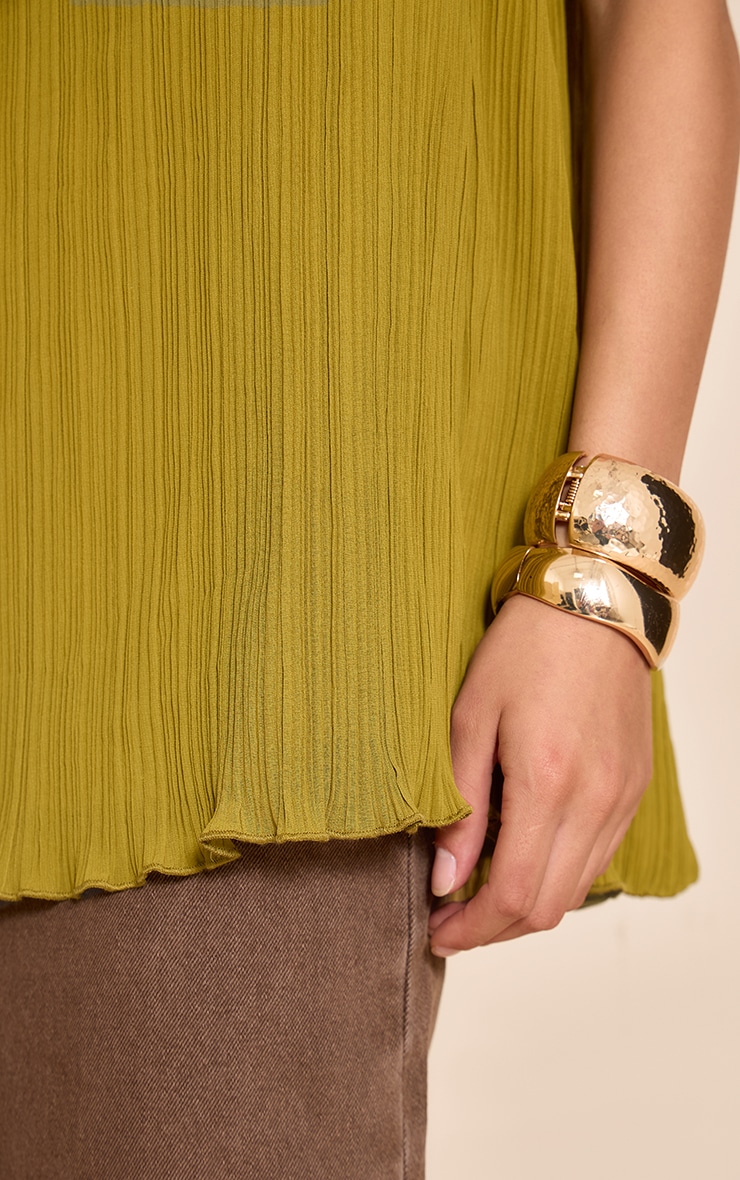 Olive Chiffon Bandeau Neck Scarf Detail Long Top | Tops | PLT