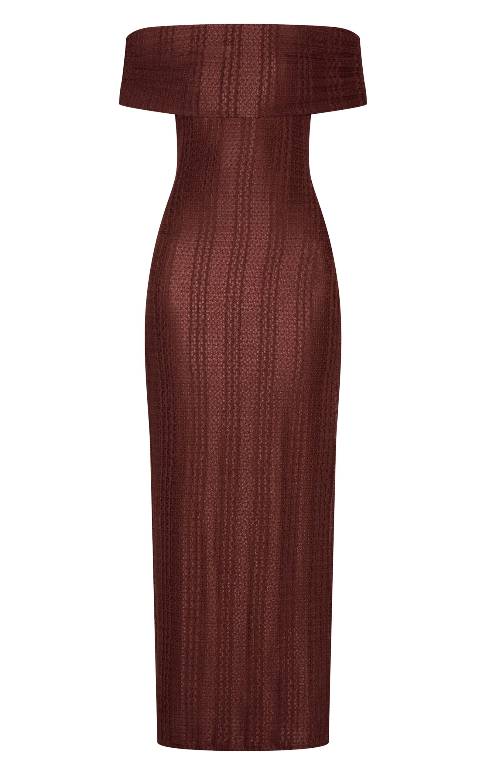 Chocolate Textured Bardot Maxi Dress | Dresses | PLT CA