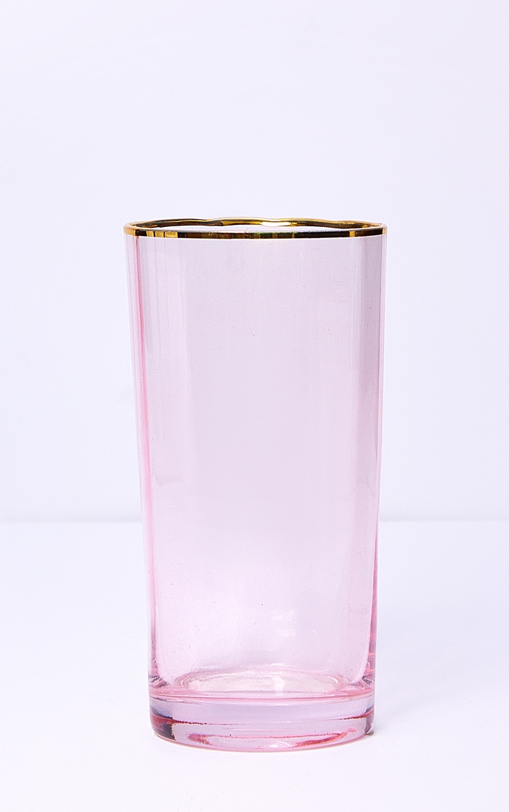 Pink Tall Juice Cup With Gold Rim | PrettyLittleThing IE