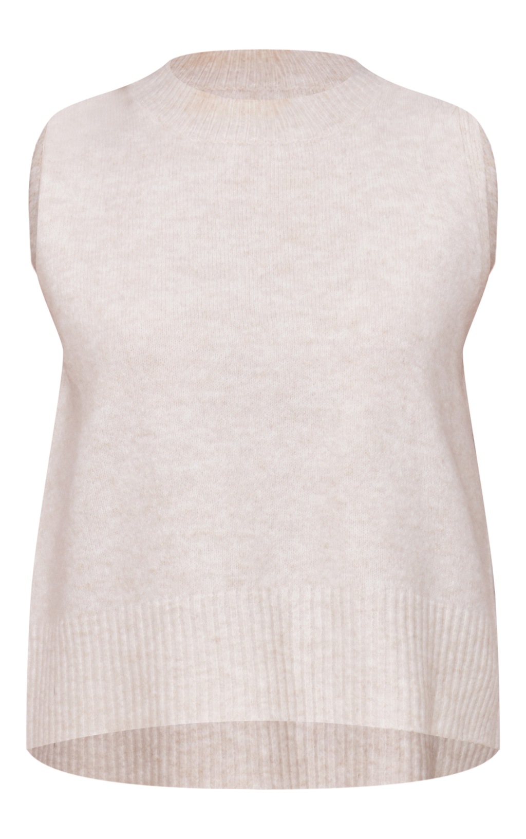 Oatmeal Marl Soft Knit High Neck Sleeveless Top | Knitwear ...
