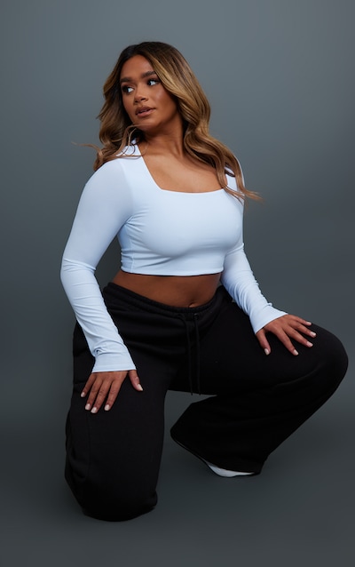 Shape White Long Sleeve Square Neck Crop Top Shape Prettylittlething