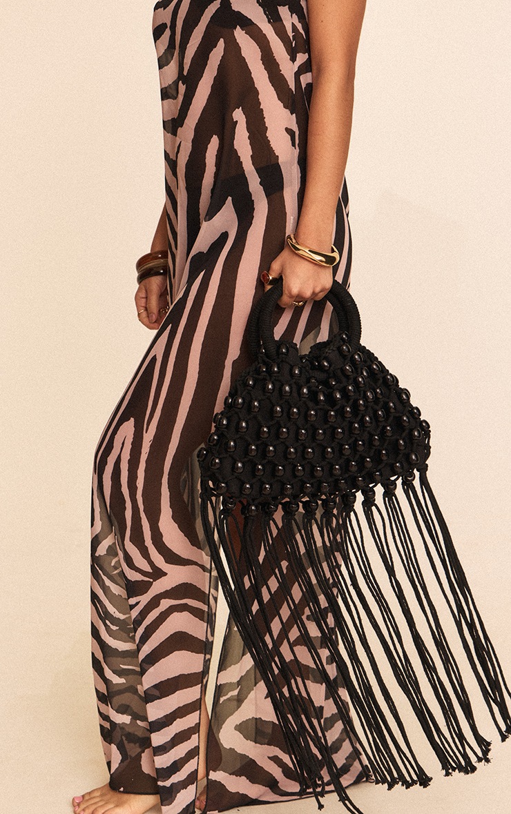 Black Beaded Weave Bucket Bag | Accessories | PLT