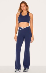 Navy Sculpt Double Layer Padded Contrast Binding Bra | Athleisure ...