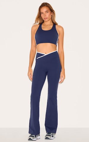 Navy Sculpt Double Layer Padded Contrast Binding Bra | Athleisure ...