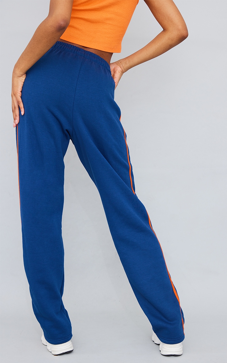 Tall Navy Double Side Stripe Straight Leg Track Pants ...
