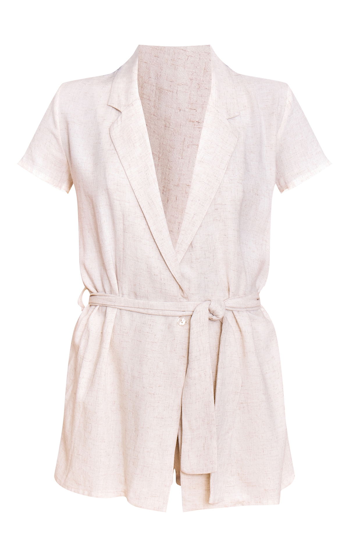 Natural Linen Look Wrap Skort Playsuit | Dresses | PLT