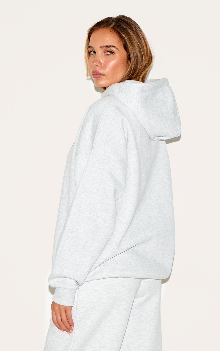 PRETTYLITTLETHING Ash Grey Logo Oversized Hoodie | Sweat | PrettyLittleThing USA