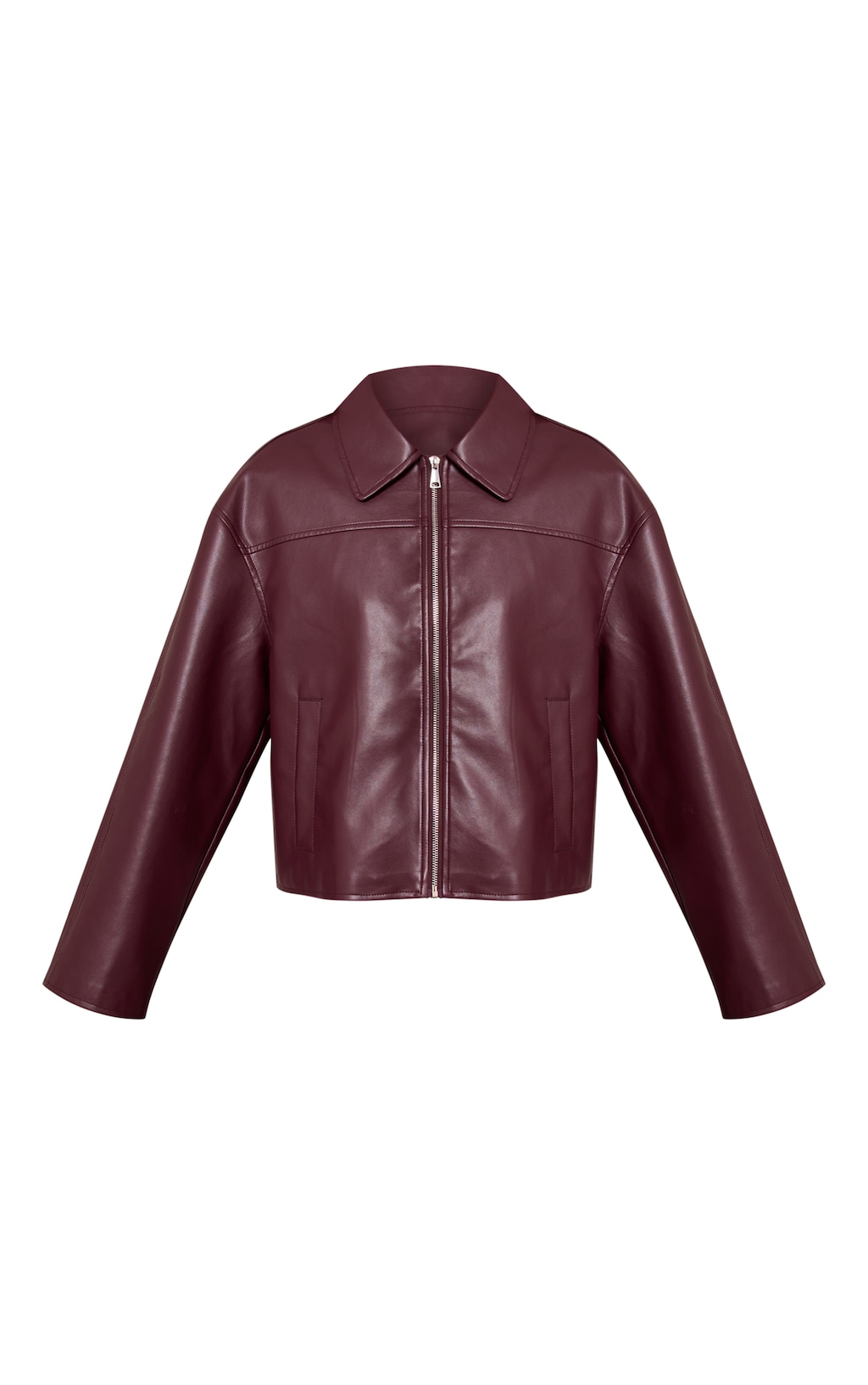 Burgundy Zip Through Pu Jacket | Outerwear | PLT