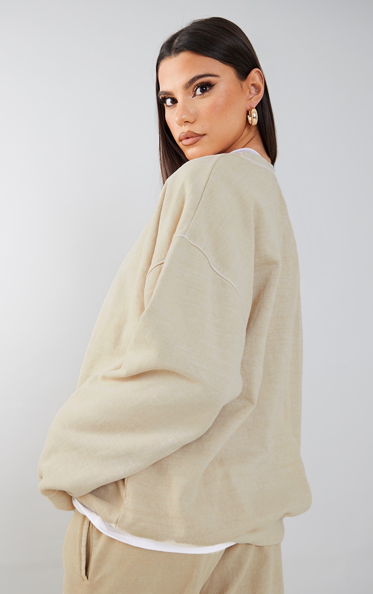 Sand Washed Oversized Sweat Shirt | Co-Ords | PrettyLittleThing AUS