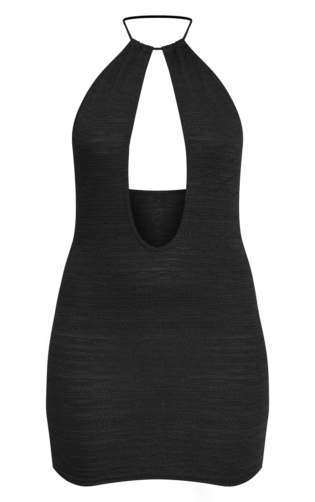 Black Textured Keyhole Mini Dress | Dresses | PrettyLittleThing USA