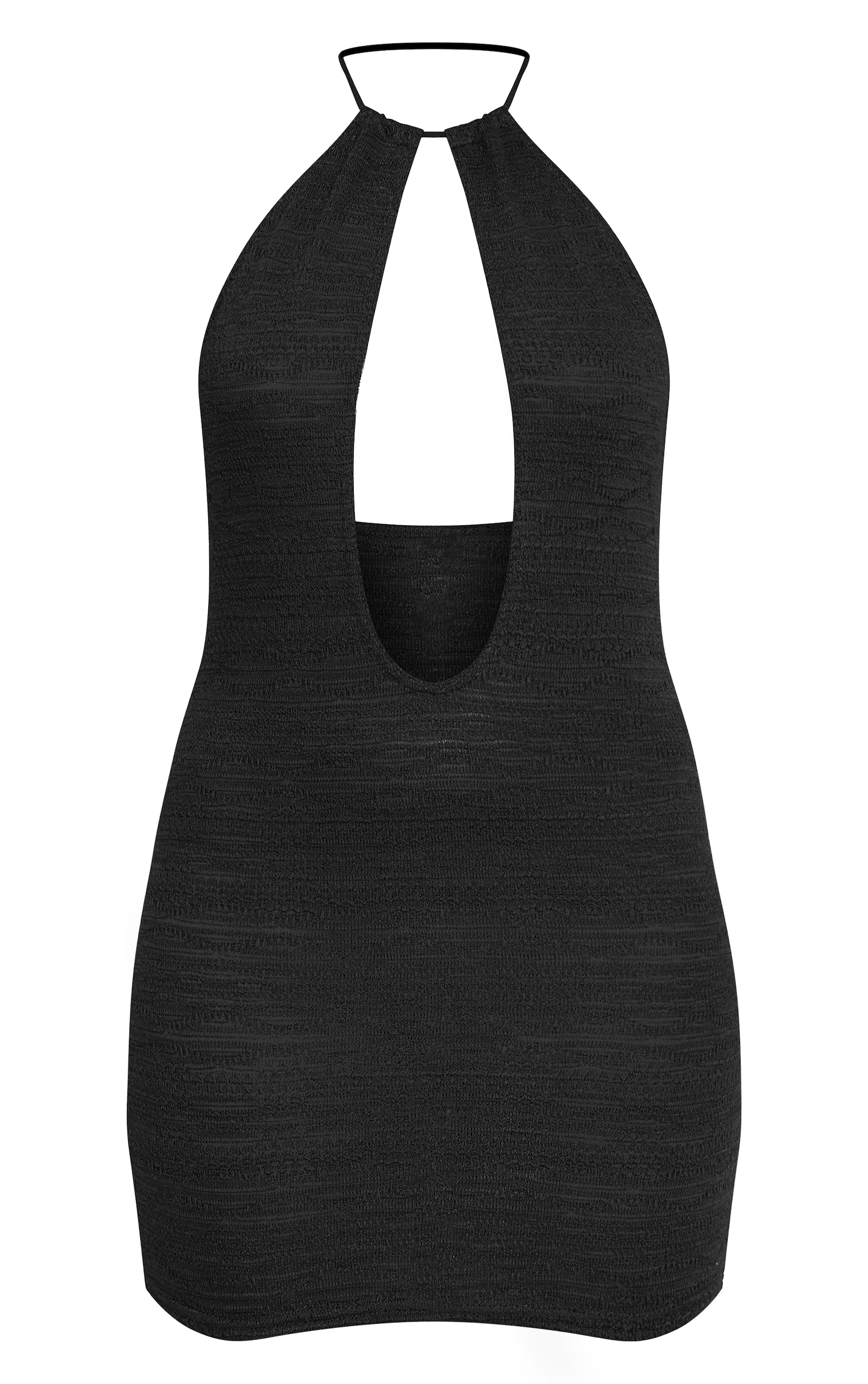Black Textured Keyhole Mini Dress | Dresses | PLT