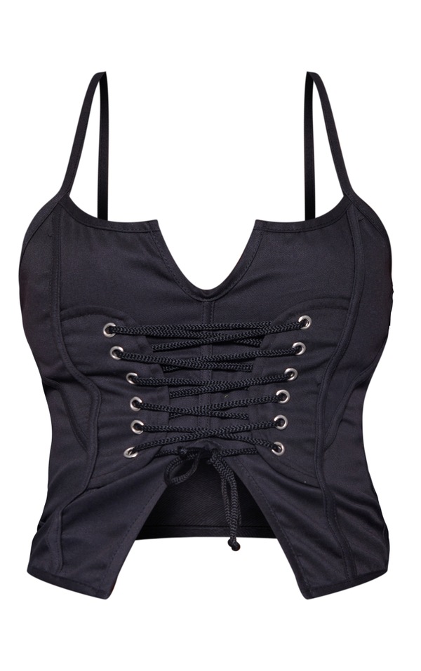 Black Cargo Lace Up Top | Tops | PLT USA