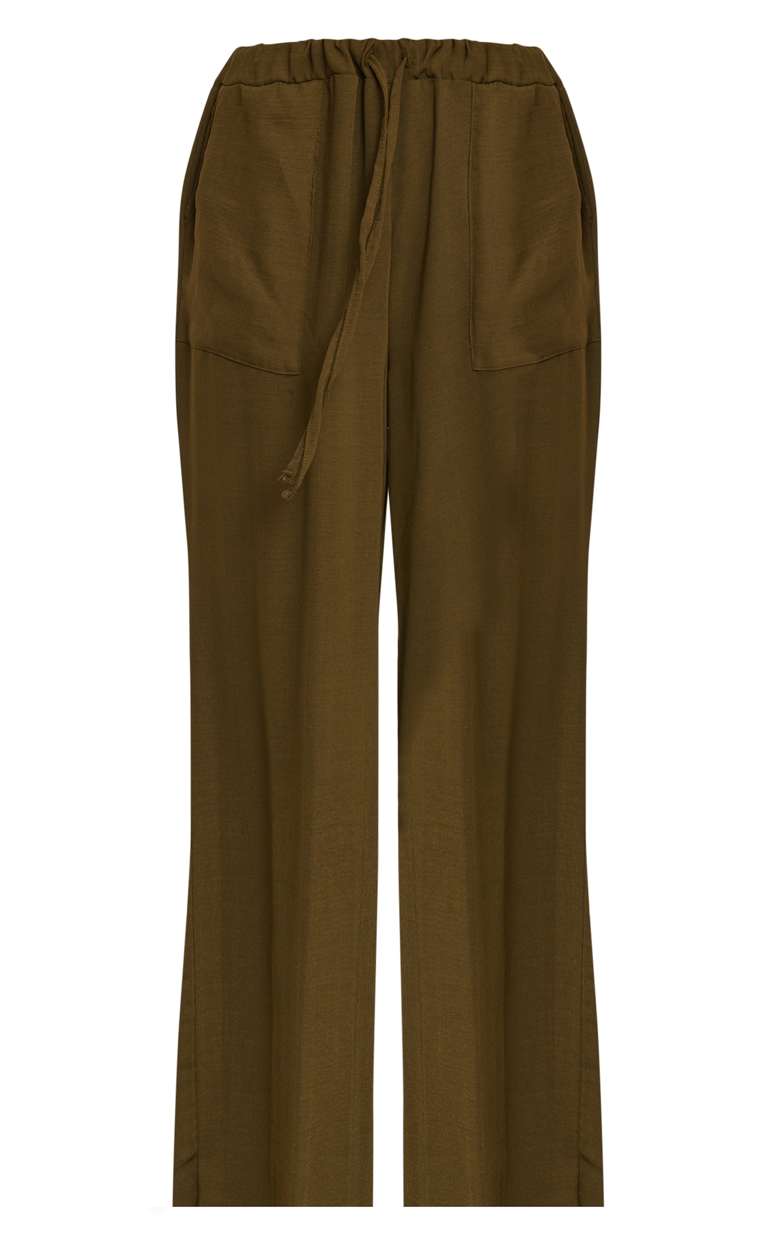 Khaki Linen Look Drawstring Beach Pants | Swimwear | PLT USA