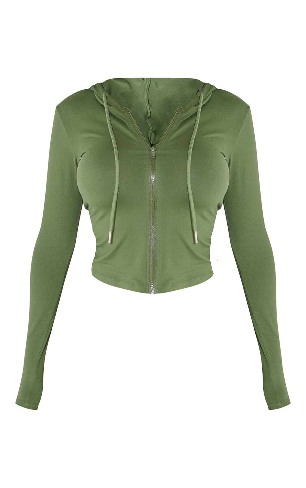 Shape Khaki Sculpted Zip Through Hoodie | Shape | PLT USA