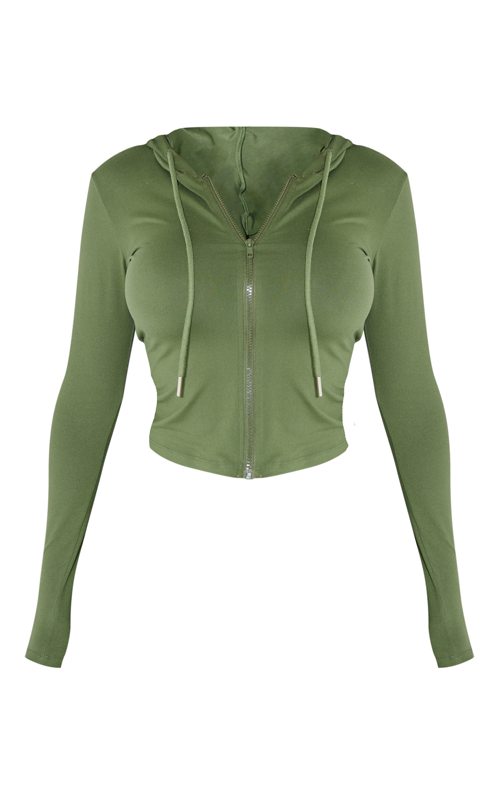 Shape Khaki Sculpted Zip Through Hoodie | Shape | PLT