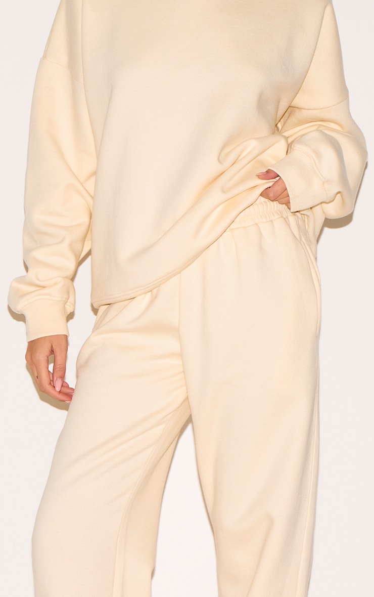Cream Oversized Sweat Tracksuit Set | Athleisure | PLT