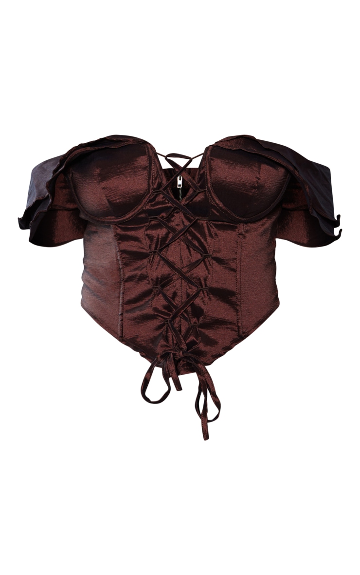 Maroon Taffeta Lace Up Front Corset | Tops | PrettyLittleThing USA