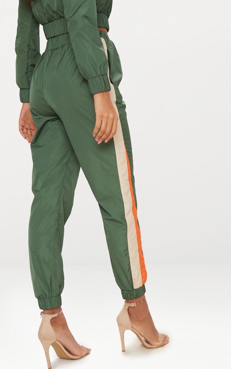 Khaki Stripe Shell Tracksuit Track Pants | PrettyLittleThing AUS