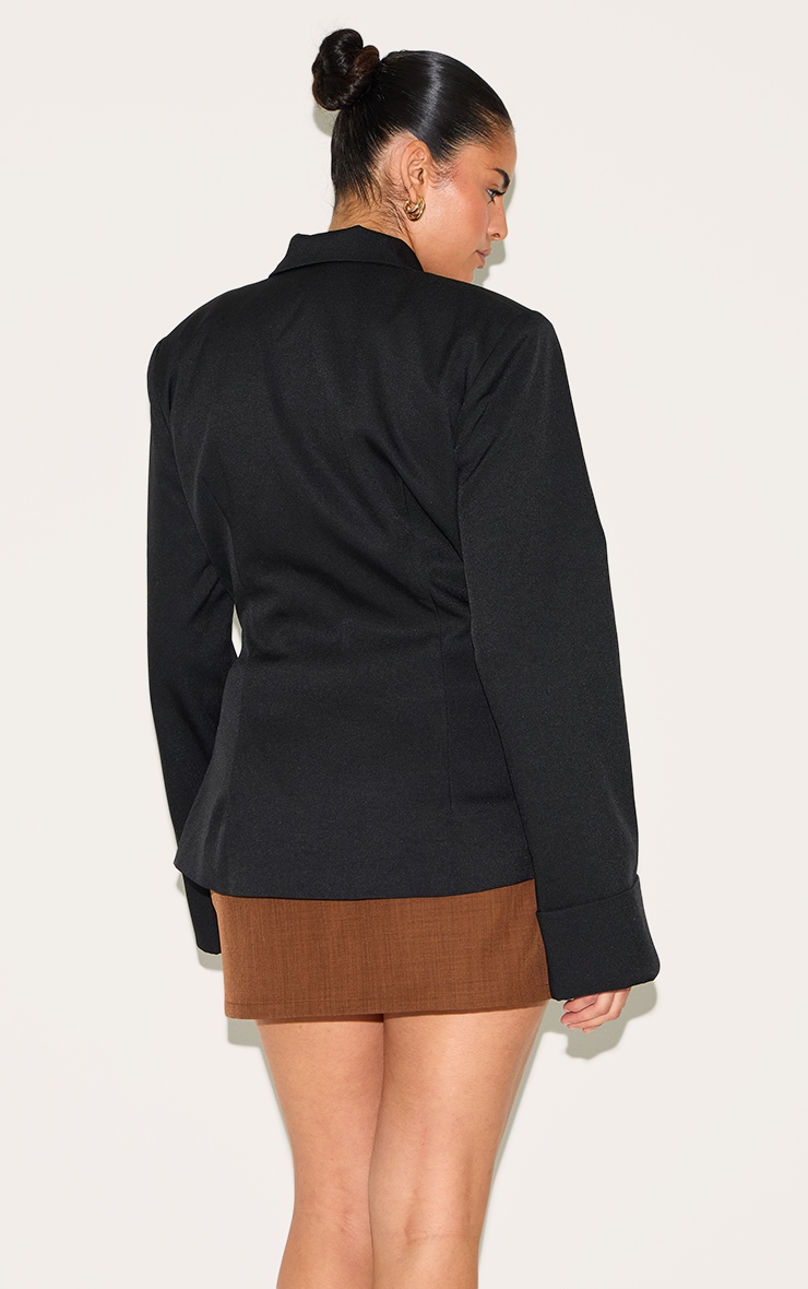 Plus Black Super Boxy Tie Side Blazer | Plus Size | PLT