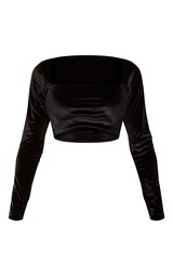 Shape Black Velvet Square Neck Crop Top | PrettyLittleThing