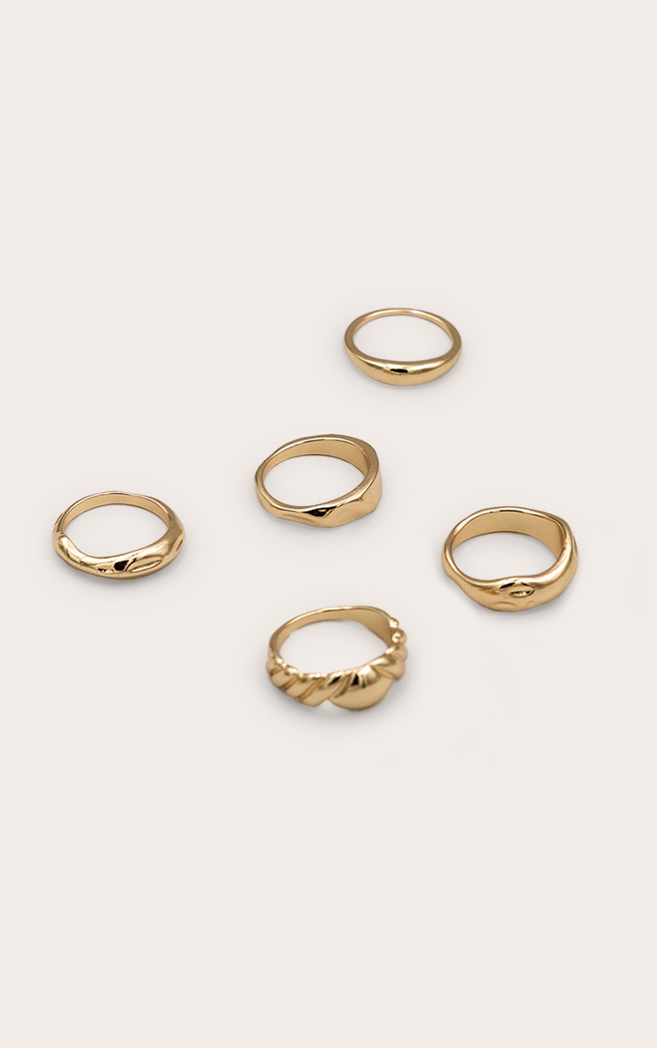 Gold Textured Ring Multi-pack | Accessories | PrettyLittleThing USA