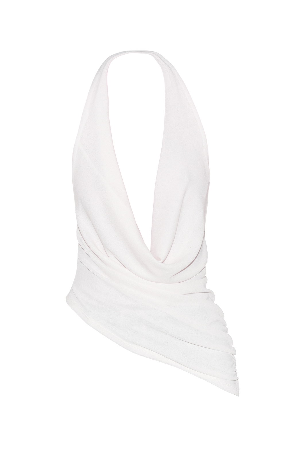 White Burnout Mesh Cowl Neck Detail Long Top | Tops | PLT USA