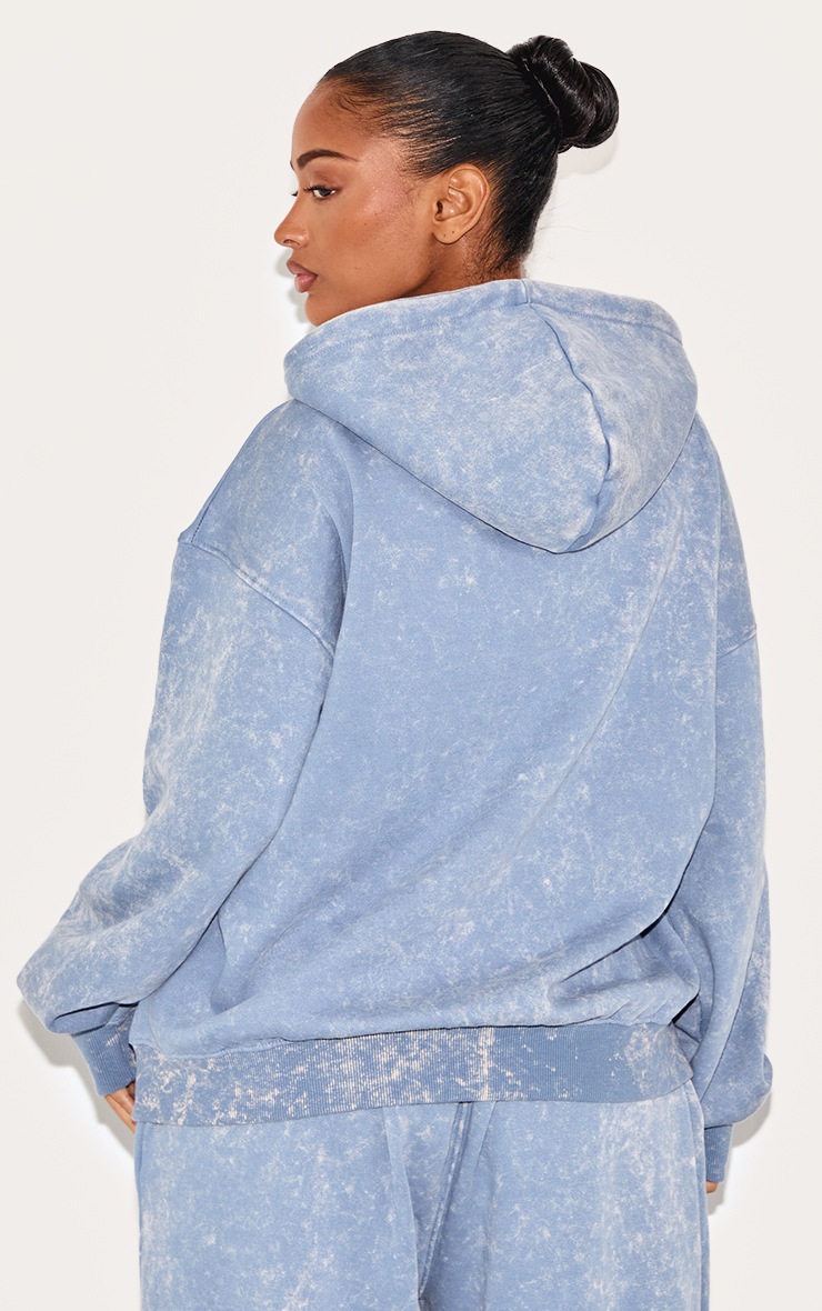 PLT Shape Petrol Blue Embroidery Washed Zip Hoodie | Shape ...