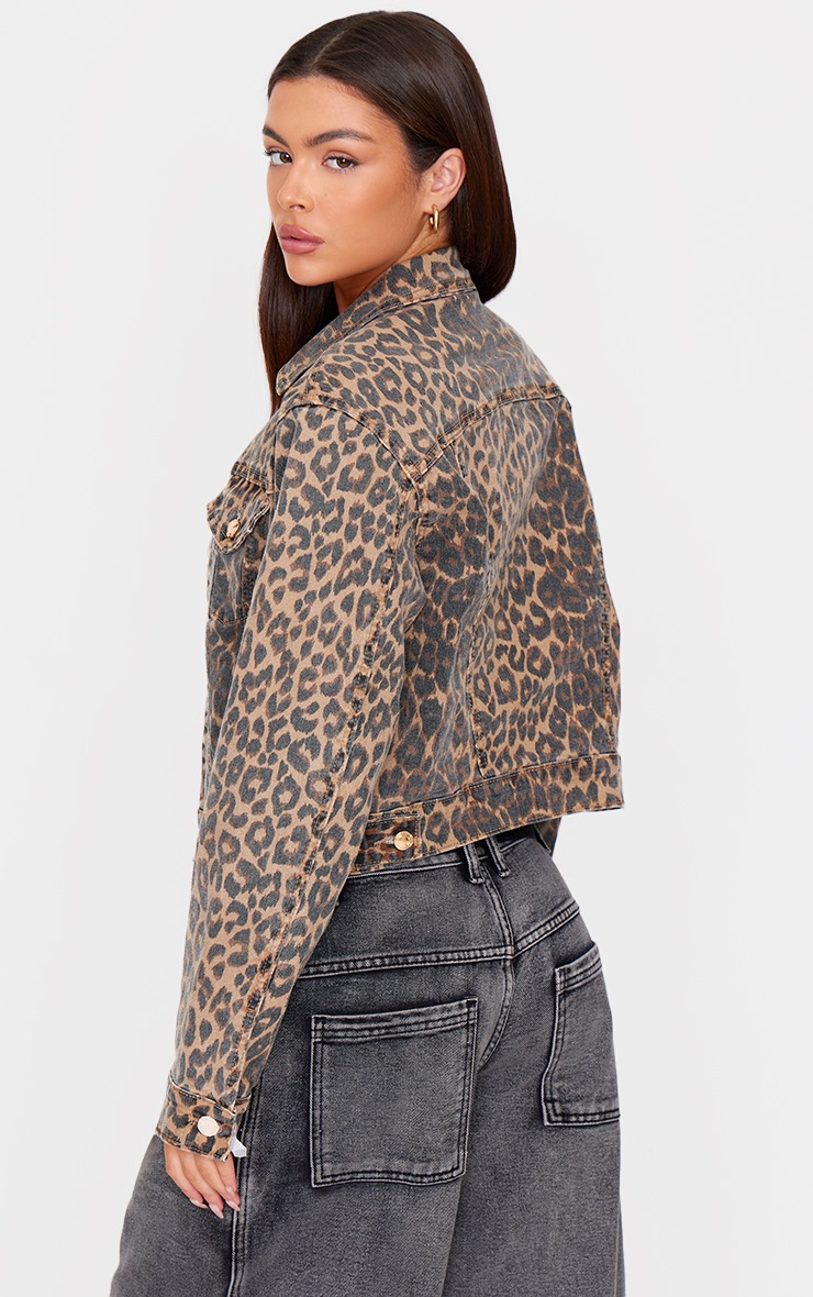 Brown Leopard Print Denim Jacket | Denim | PLT