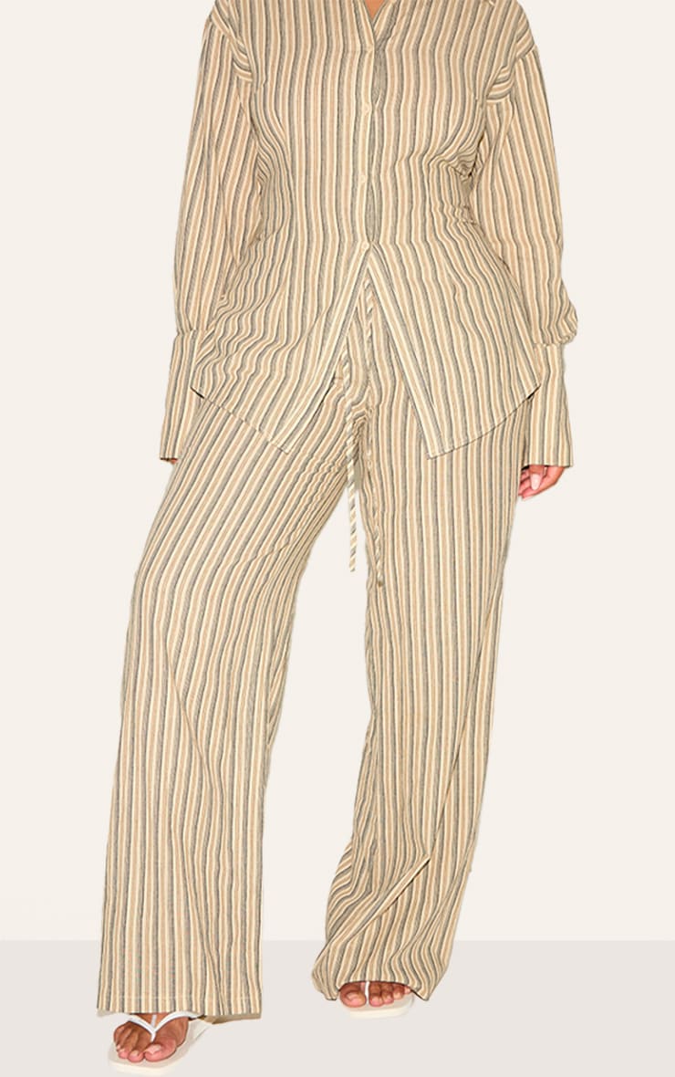 Shape Olive Striped Elasticated Waist Pants | Shape | PrettyLittleThing AUS