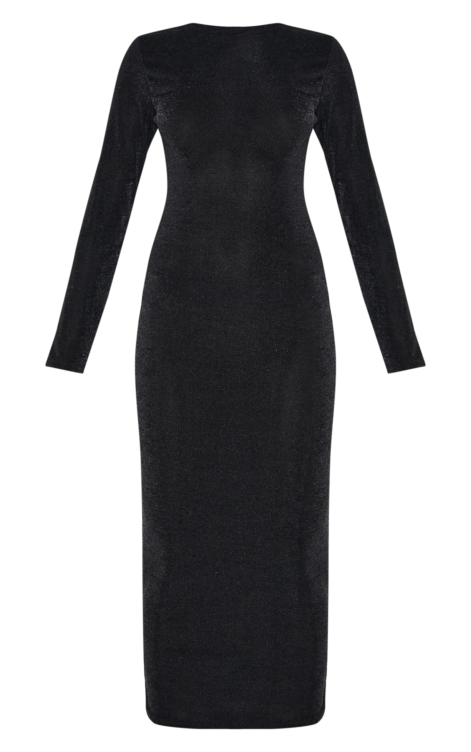 Black Long Sleeve Slash Neck Open Back Maxi Dress | Dresses | PLT USA