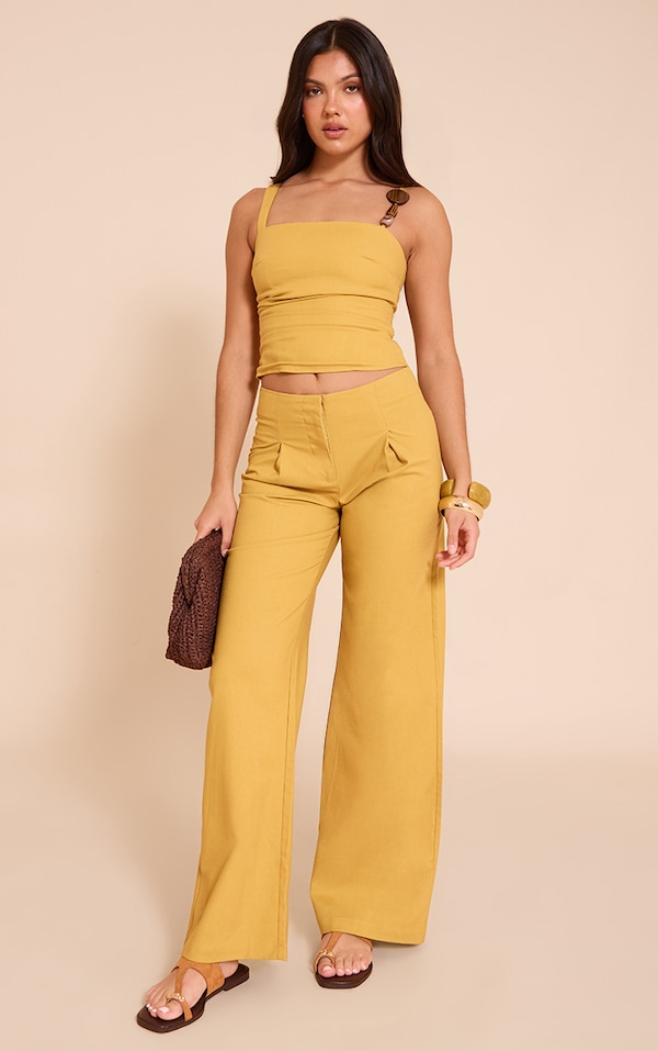 Deep Mustard Woven Resin Bead Detail Cami Top | Co-ords | PLT USA