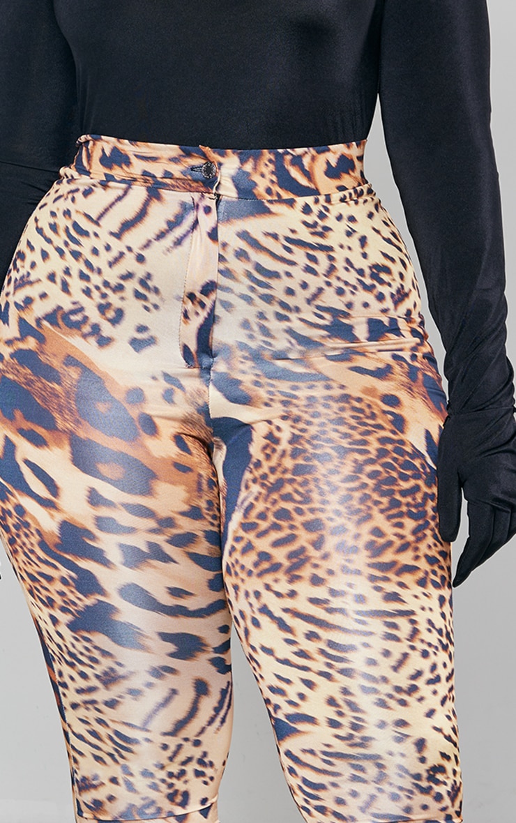Plus Brown Leopard Print Disco Leggings | PrettyLittleThing SA